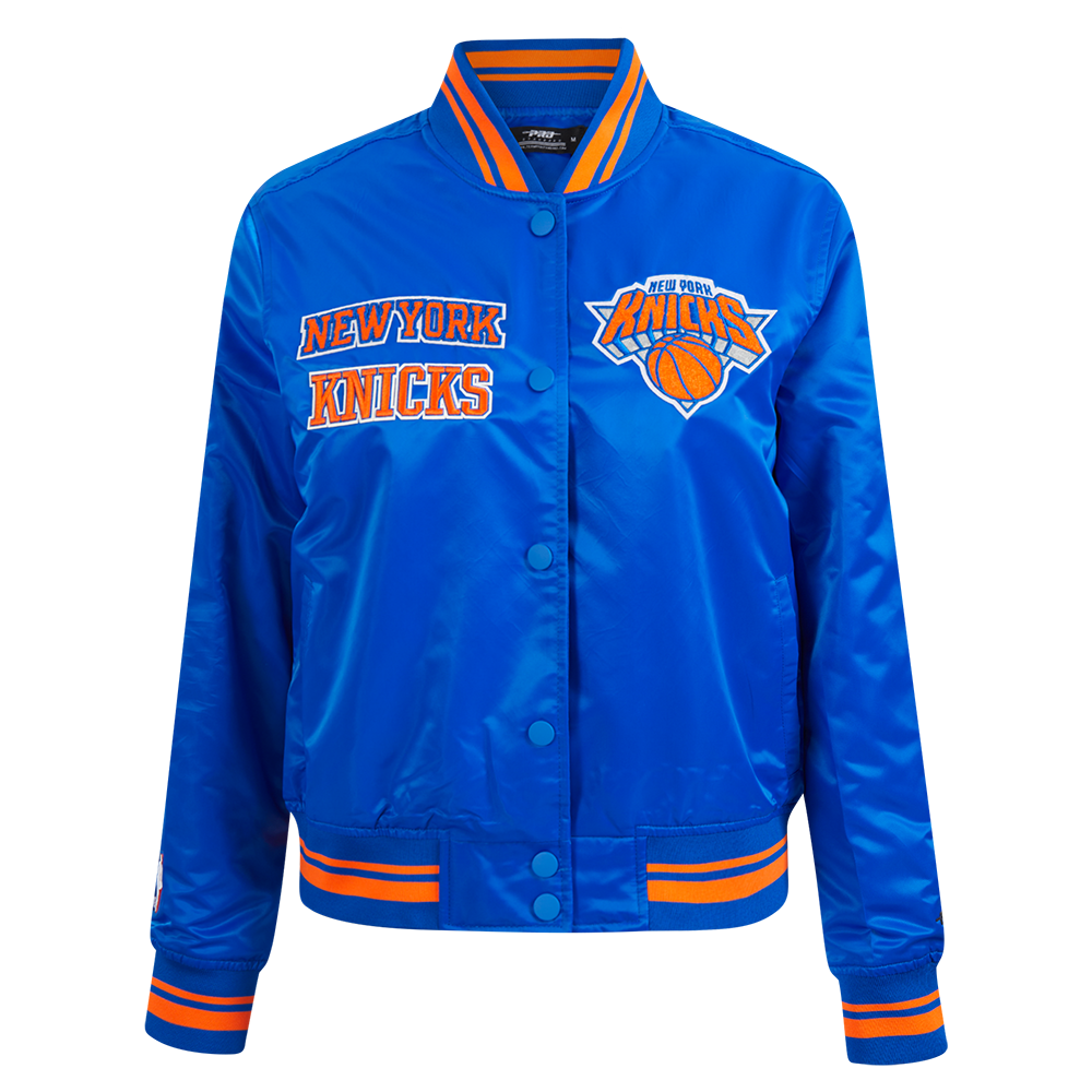 NBA NEW YORK KNICKS RETRO CLASSIC WOMEN'S RIB SATIN JACKET (ROYAL/ORAN ...