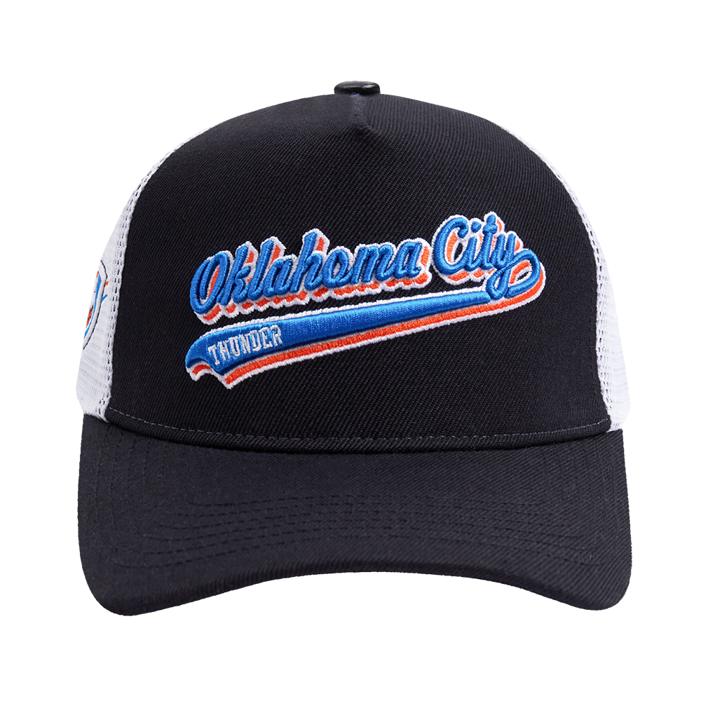 NBA OKLAHOMA CITY THUNDER SCRIPT TAIL TRUCKER HAT (BLACK) – Pro Standard