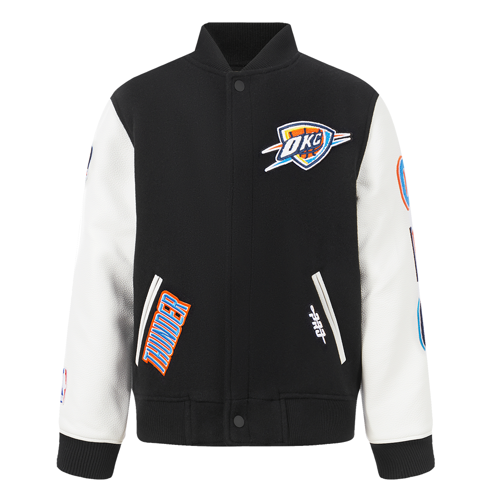 NBA OKLAHOMA CITY THUNDER CLASSIC LITTLE BOYS WOOL VARSITY JACKET (BLA ...