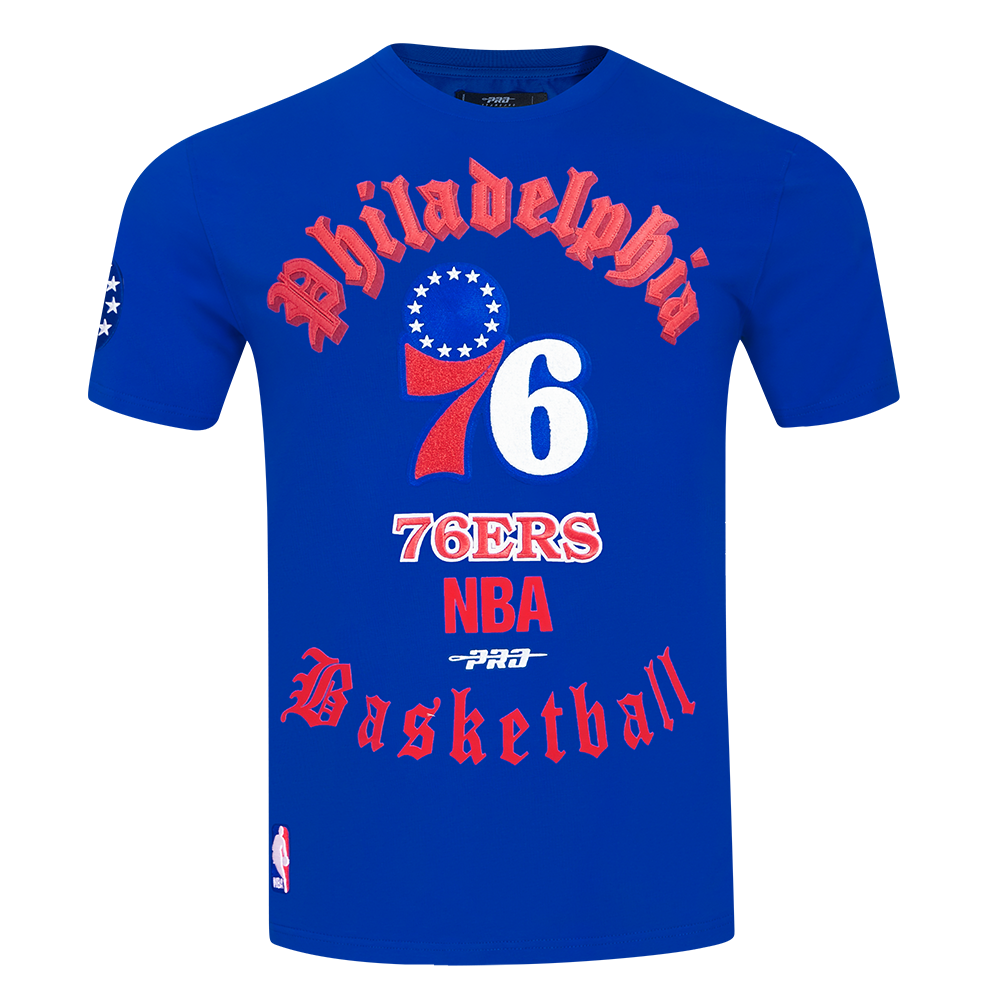 NBA PHILADELPHIA 76ERS OLD ENGLISH MEN'S TEE (ROYAL BLUE) – Pro Standard