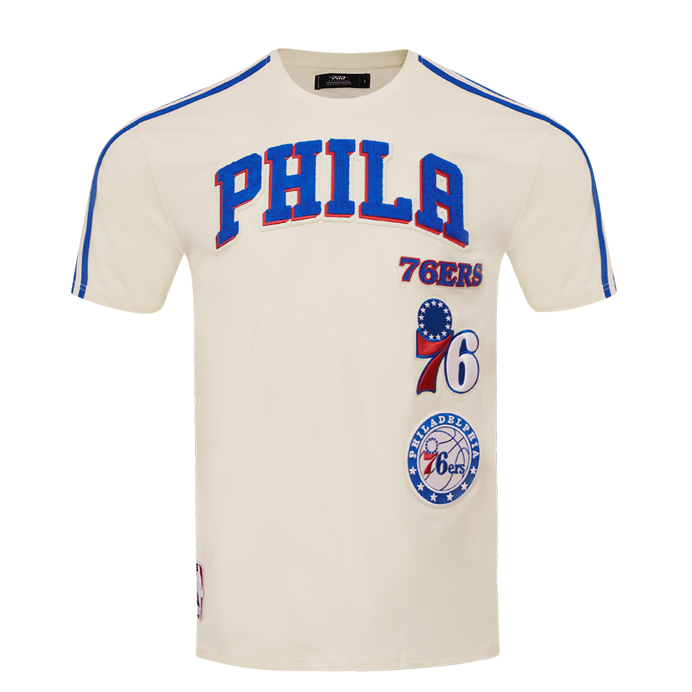 NBA PHILADELPHIA 76ERS RETRO CLASSIC MEN'S STRIPED TEE (EGGSHELL/ ROYA ...