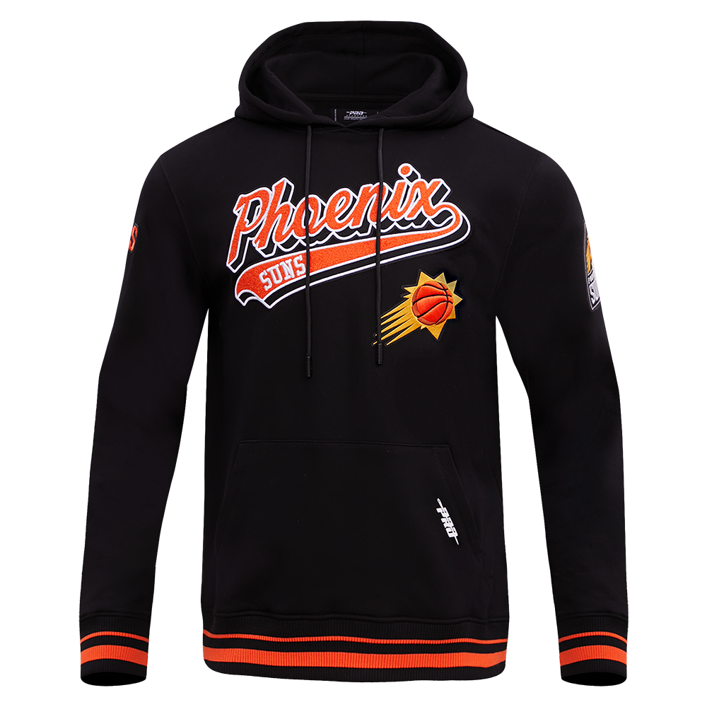 NBA PHOENIX SUNS SCRIPT TAIL MEN'S RIB FLEECE PULLOVER HOODIE (BLACK/O ...