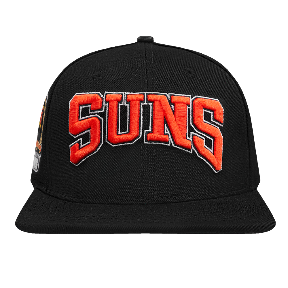 NBA PHOENIX SUNS CREST EMBLEM UNISEX WORDMARK WOOL SNAPBACK HAT (BLACK ...