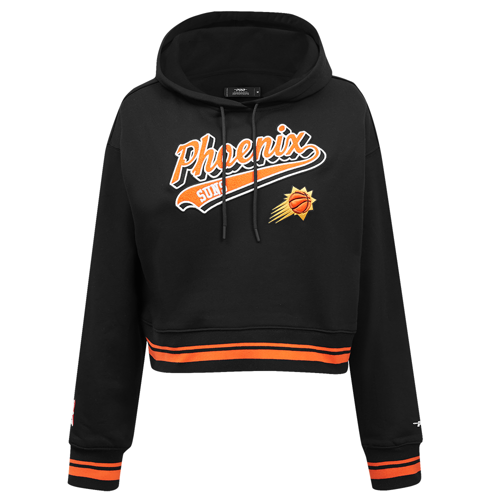 NBA PHOENIX SUNS SCRIPT TAIL WOMEN'S RIB FLEECE CROPPED PULLOVER HOODI ...
