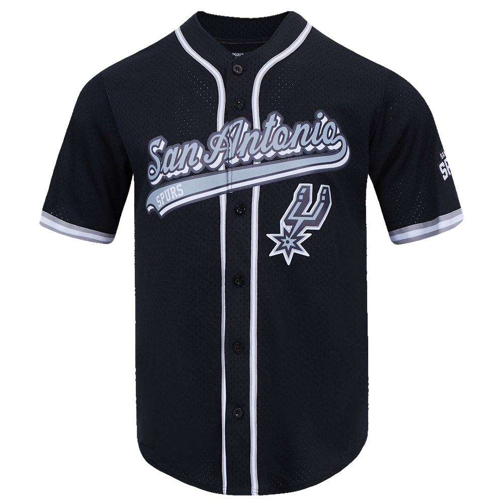 NBA SAN ANTONIO SPURS SCRIPT TAIL MEN'S MESH BUTTON DOWN SHIRT (BLACK ...