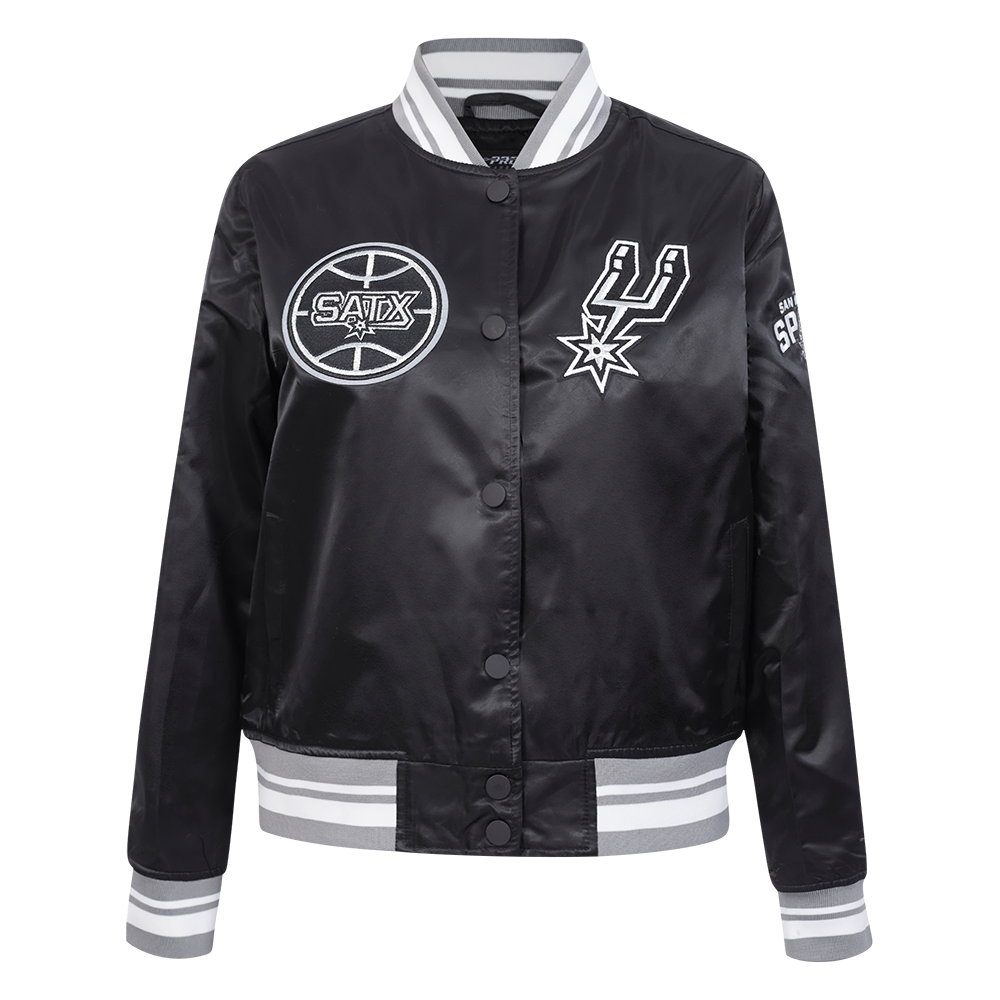 NBA SAN ANTONIO SPURS RETRO CLASSIC WOMEN'S RIB SATIN JACKET (BLACK/GR ...
