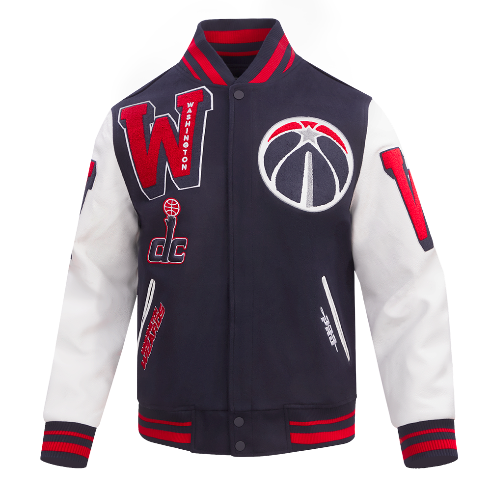 NBA WASHINGTON WIZARDS MASHUP MEN'S RIB WOOL VARSITY JACKET (MIDNIGHT ...