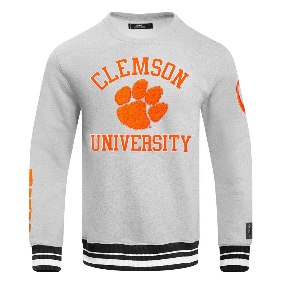 CLEMSON UNIVERSITY CLASSIC MEN'S STACKED LOGO CREWNECK (HEATHER GRAY/B ...