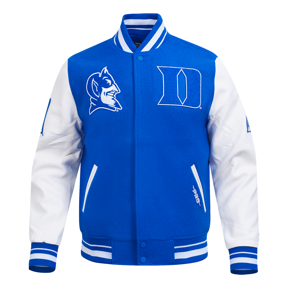 DUKE UNIVERSITY CLASSIC MEN'S RIB WOOL VARSITY JACKET (ROYAL BLUE/WHIT ...