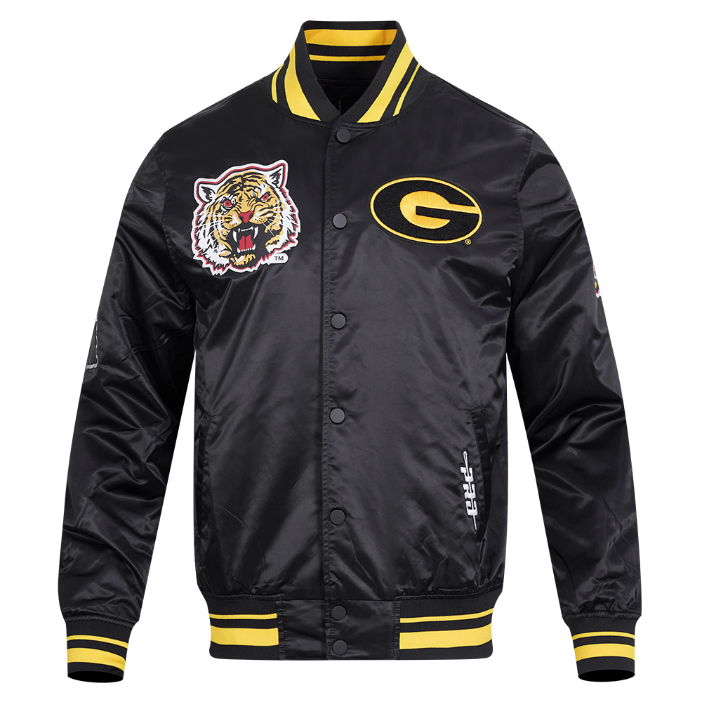GRAMBLING STATE UNIVERSITY CLASSIC RIB SATIN JACKET (BLACK/YELLOW ...
