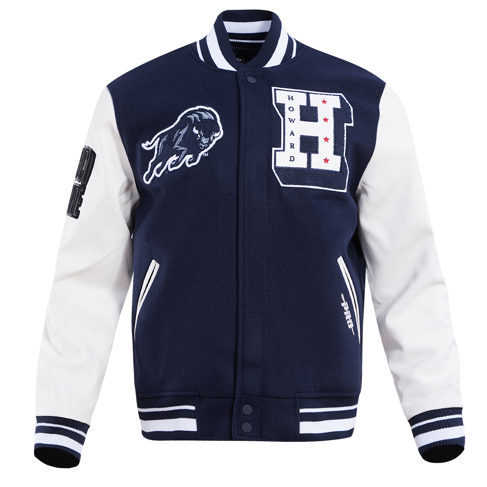 HOWARD UNIVERSITY CLASSIC RIB WOOL VARSITY JACKET (MIDNIGHT NAVY/WHITE ...