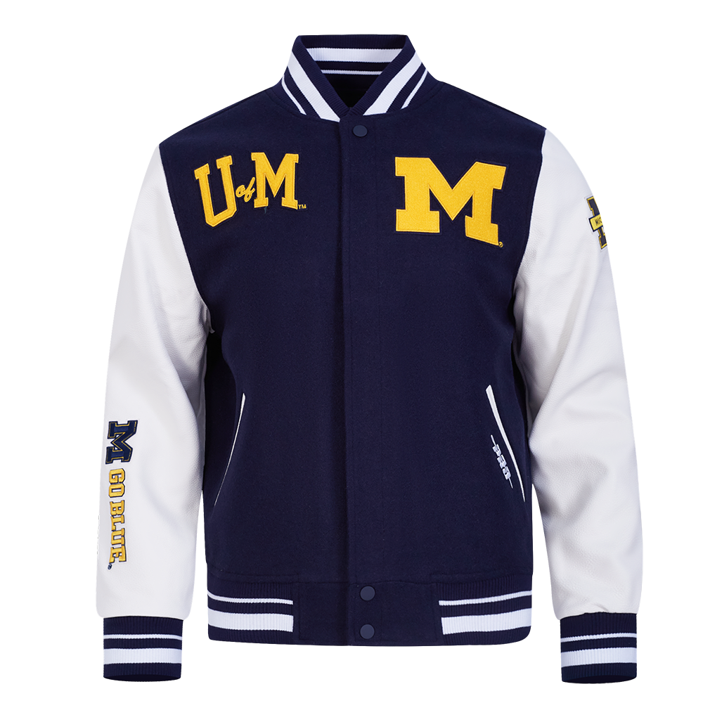 UNIVERSITY OF MICHIGAN CLASSIC MEN'S RIB WOOL VARSITY JACKET (MIDNIGHT ...