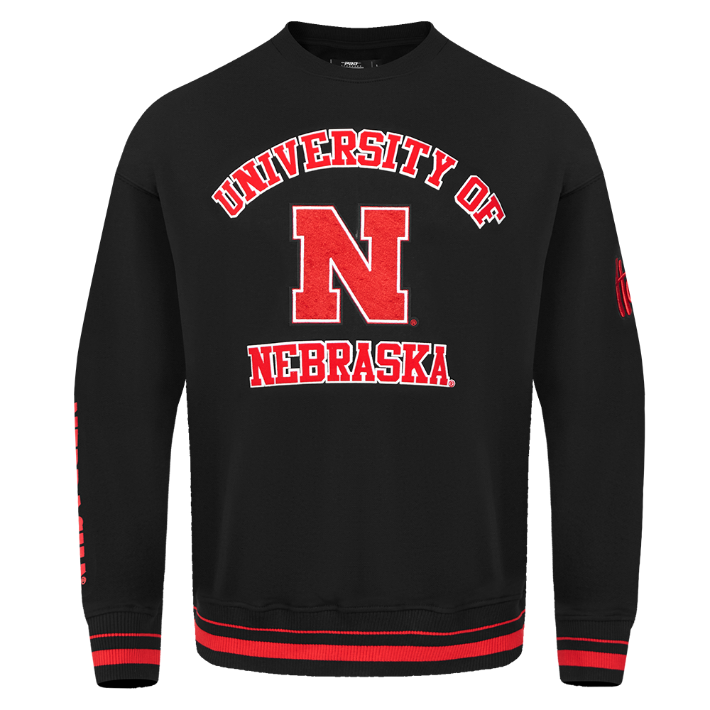 UNIVERSITY OF NEBRASKA CLASSIC MEN'S STACKED LOGO CREWNECK (BLACK/RED ...