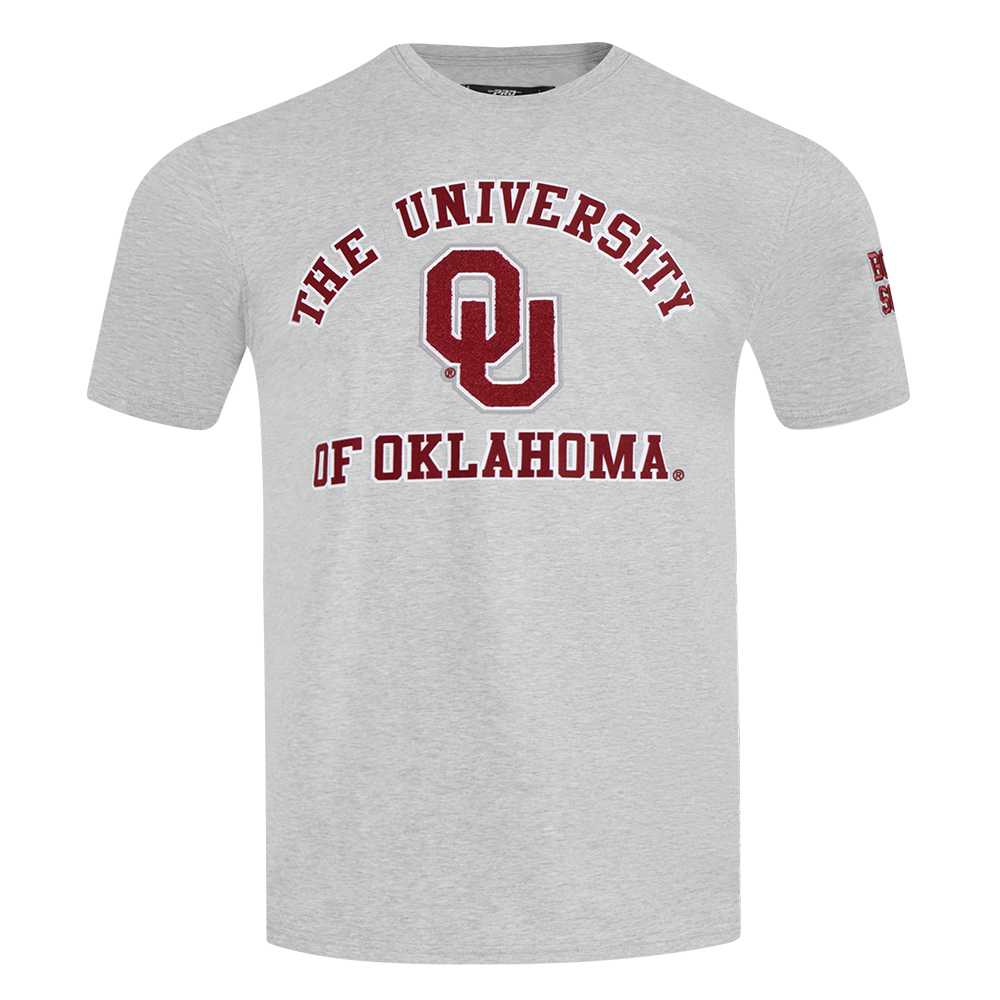 UNIVERSITY OF OKLAHOMA CLASSIC MEN'S STACKED LOGO TEE (HEATHER GREY ...
