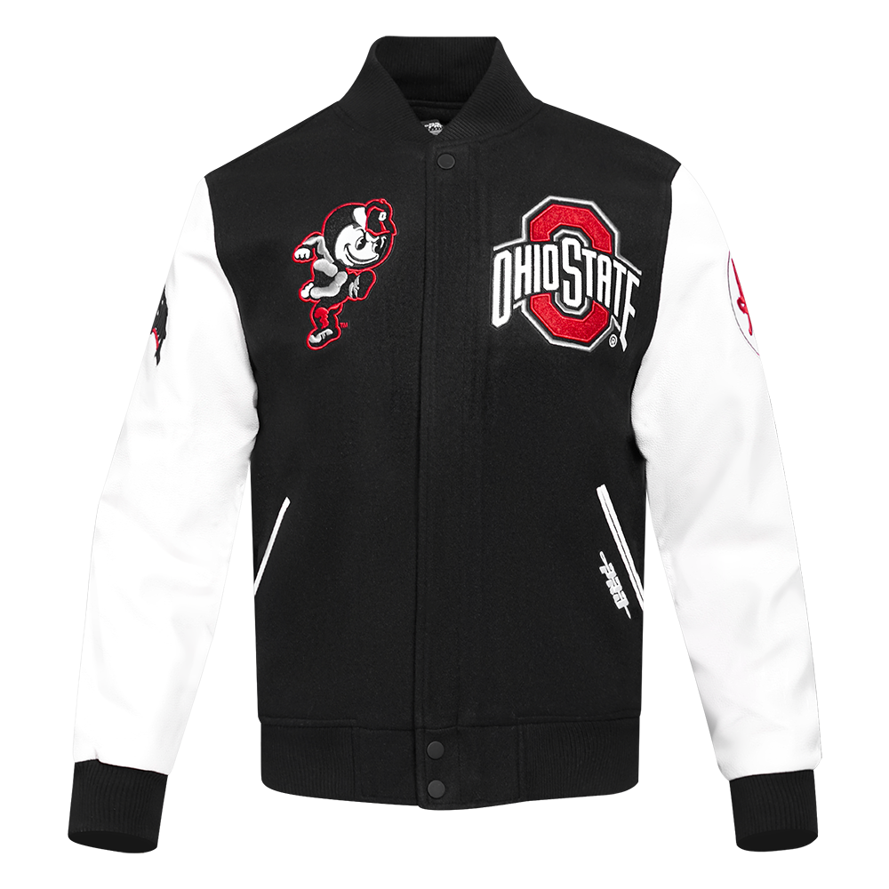 OHIO STATE UNIVERSITY CLASSIC MEN'S WOOL VARSITY JACKET (BLACK/WHITE ...
