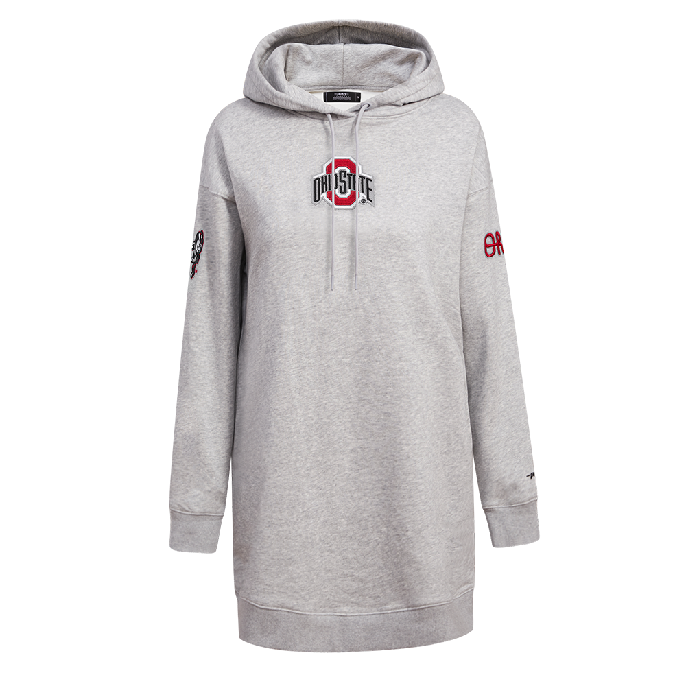 OHIO STATE UNIVERSITY CLASSIC WOMEN'S FLEECE HOODIE DRESS (HEATHER GRE ...