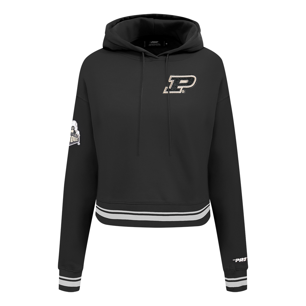 PURDUE UNIVERSITY CLASSIC WOMEN'S RIB FLEECE CROPPED PULLOVER HOODIE ...