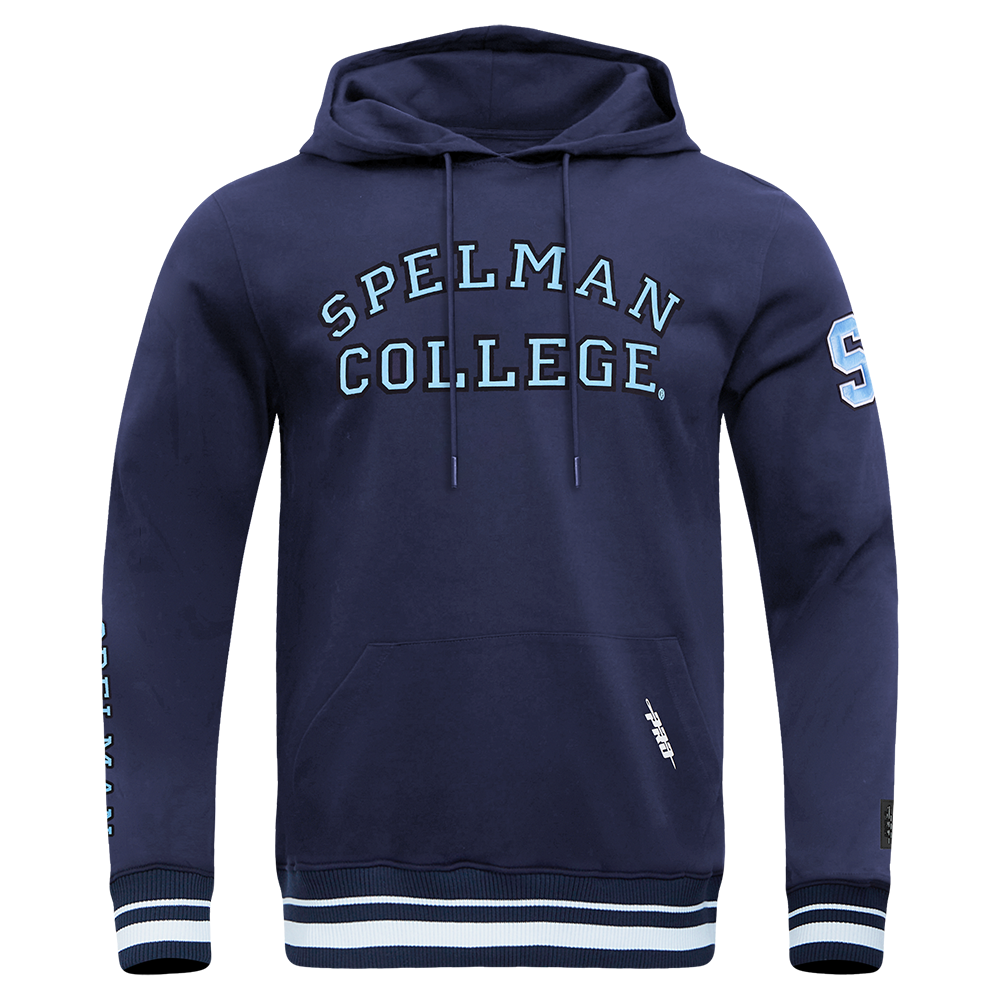 SPELMAN COLLEGE CLASSIC MEN'S STACKED LOGO PULLOVER HOODIE (MIDNIGHT N ...