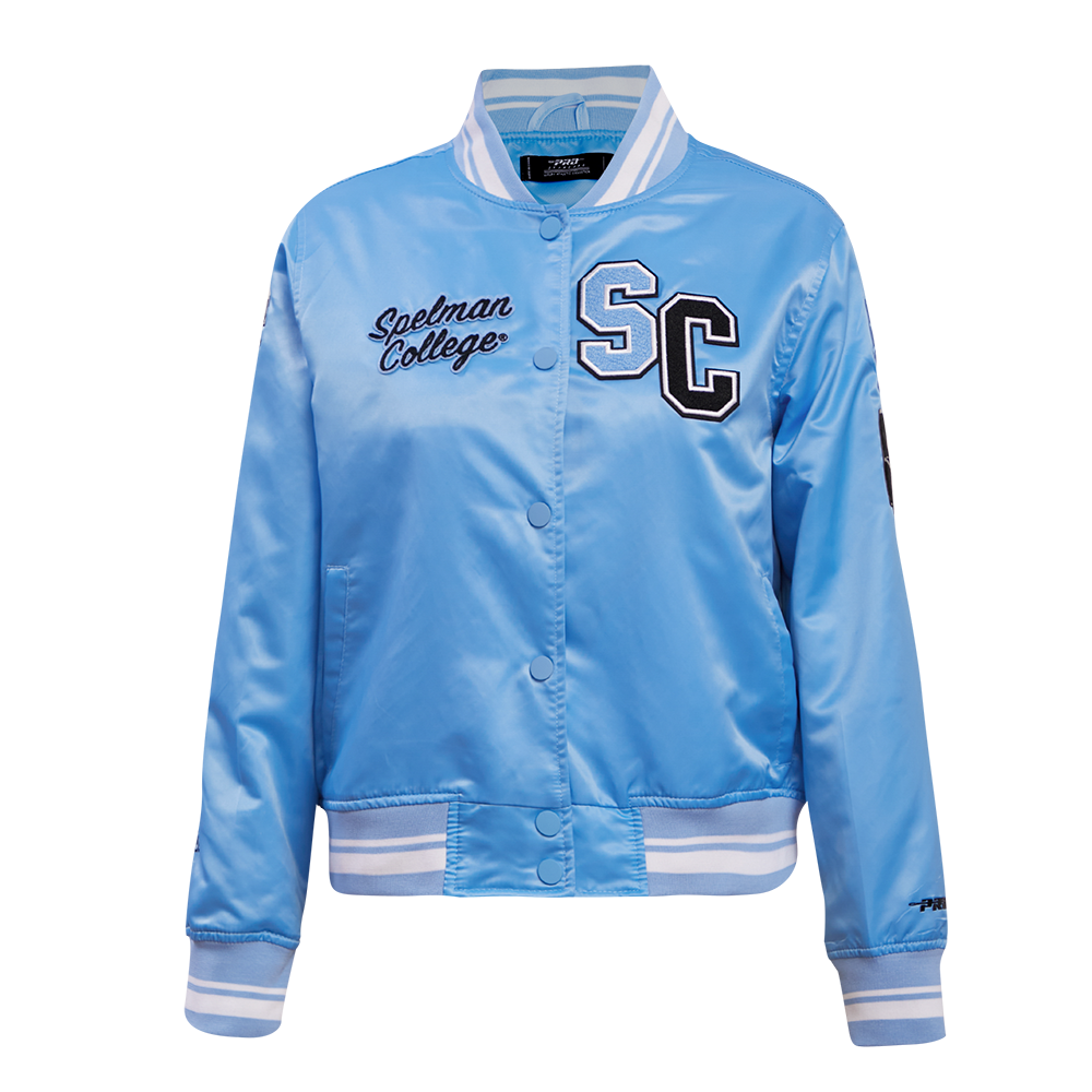 SPELMAN COLLEGE CLASSIC RIB SATIN JACKET (UNIVERSITY BLUE) – Pro Standard