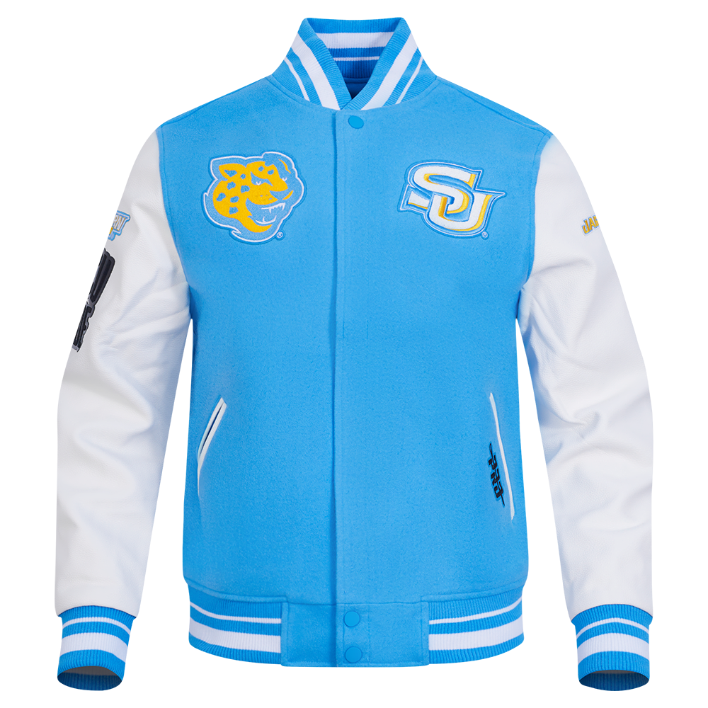 SOUTHERN UNIVERSITY CLASSIC RIB WOOL VARSITY JACKET (UNIVERSITY BLUE/W ...