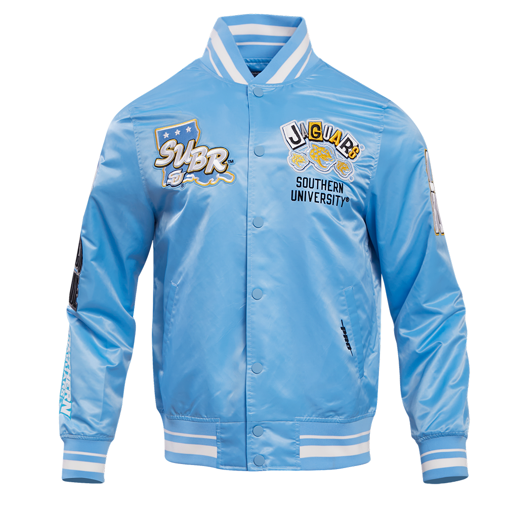SOUTHERN UNIVERSITY HOMECOMING RIB MEN'S SATIN JACKET (UNIVERSITY BLUE ...