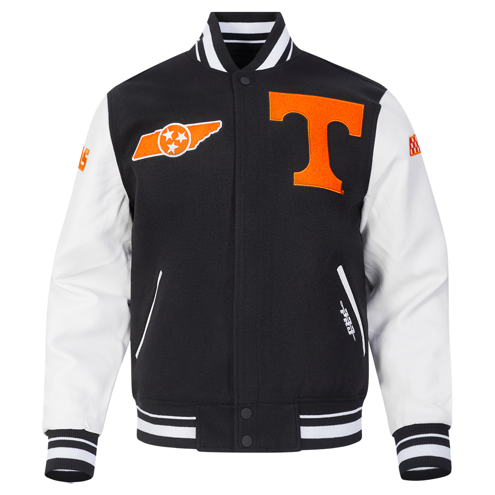 UNIVERSITY OF TENNESSEE CLASSIC MEN'S RIB WOOL VARSITY JACKET (BLACK/W ...