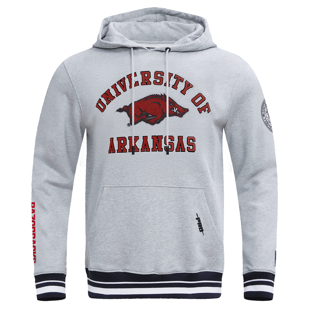UNIVERSITY OF ARKANSAS CLASSIC MEN'S STACKED LOGO PULLOVER HOODIE (HEA ...