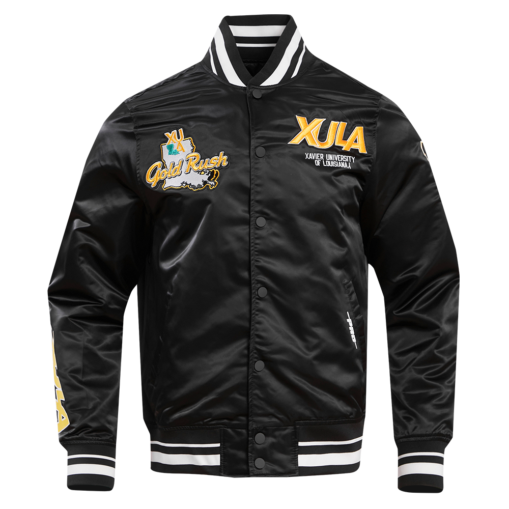 XAVIER UNIVERSITY OF LOUISIANA HOMECOMING RIB MEN'S SATIN JACKET (BLAC ...