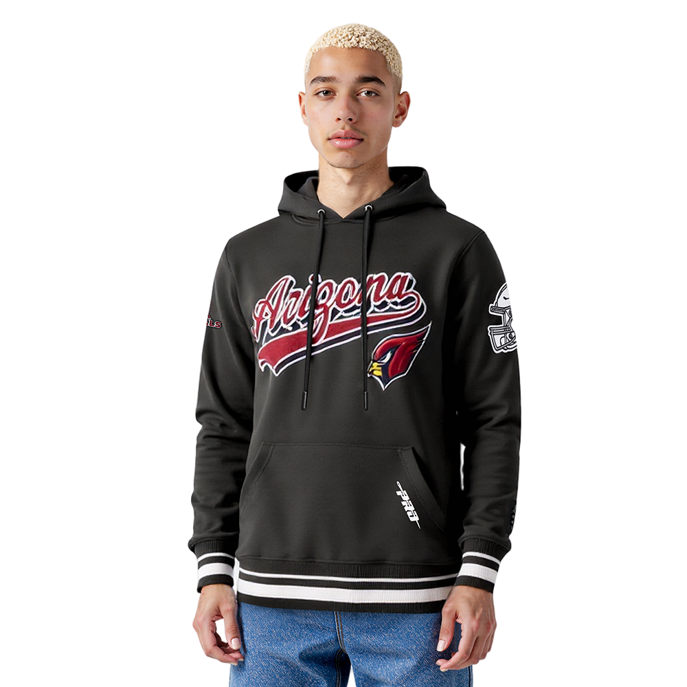 NFL ARIZONA CARDINALS SCRIPT TAIL MEN'S RIB FLC PO HOODIE (BLACK) – Pro ...
