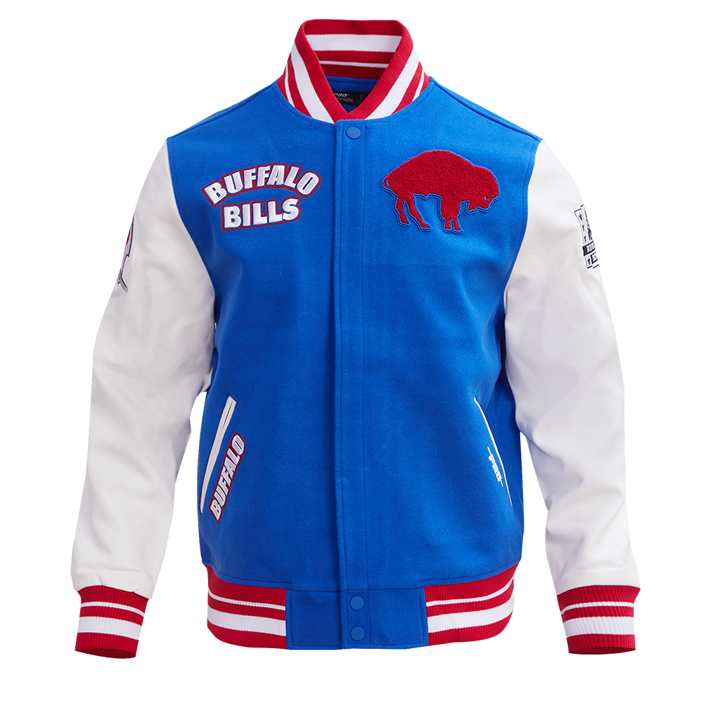 NFL BUFFALO BILLS RETRO CLASSIC MEN'S RIB WOOL VARSITY JACKET (ROYAL B ...