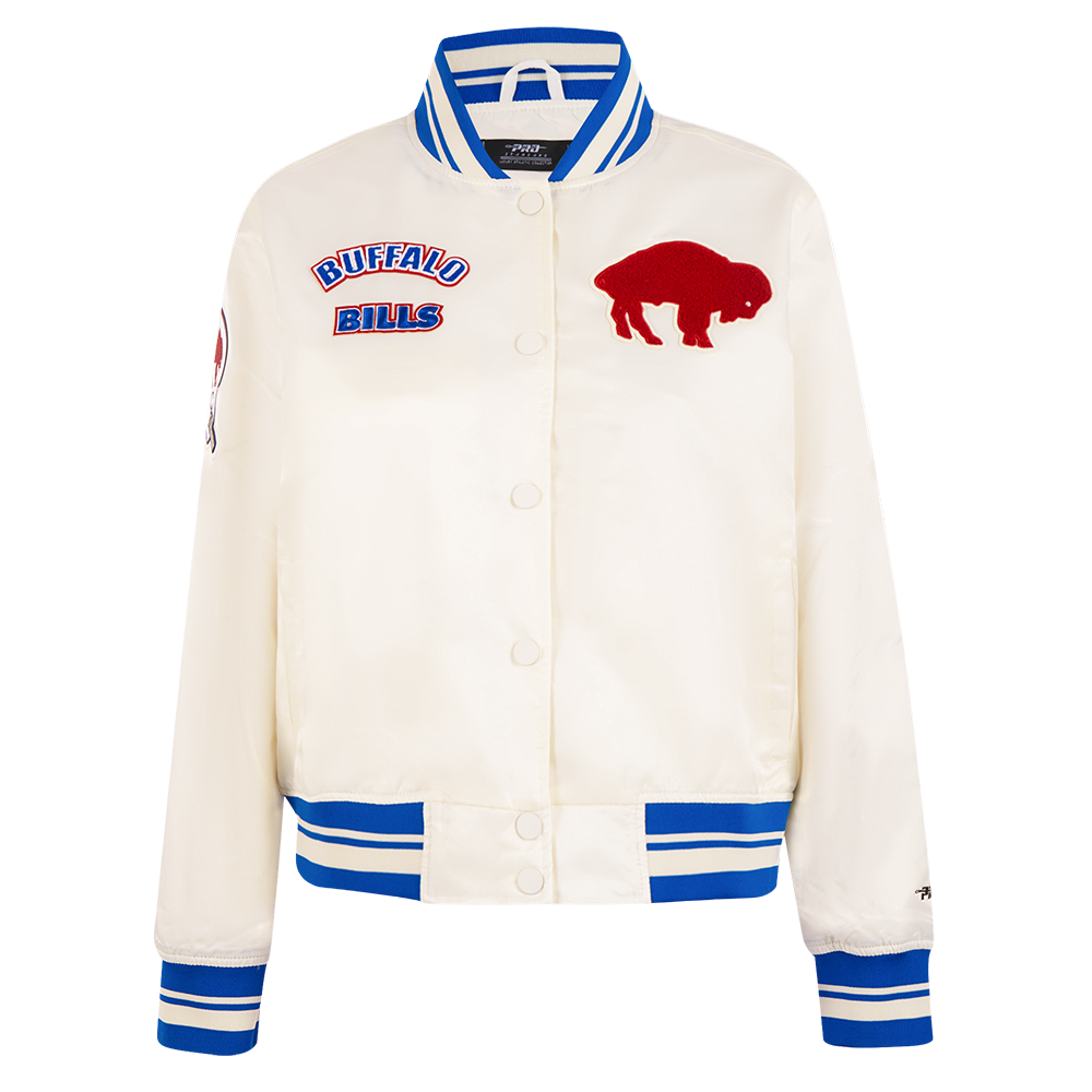NFL BUFFALO BILLS RETRO CLASSIC WOMEN'S RIB SATIN JACKET (EGGSHELL/ RO ...