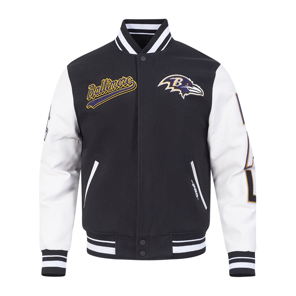 NFL BALTIMORE RAVENS SCRIPT TAIL MEN'S RIB WOOL VARSITY (BLACK/WHITE ...