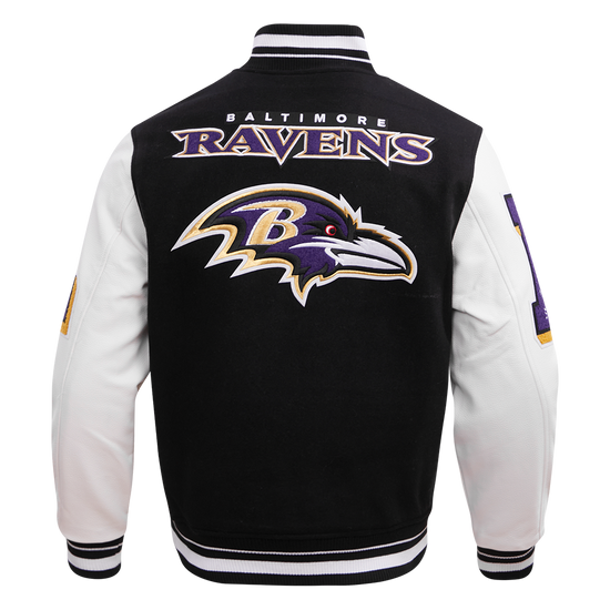 NFL BALTIMORE RAVENS MASHUP MEN´S RIB WOOL VARSITY JACKET (BLACK/WHITE ...