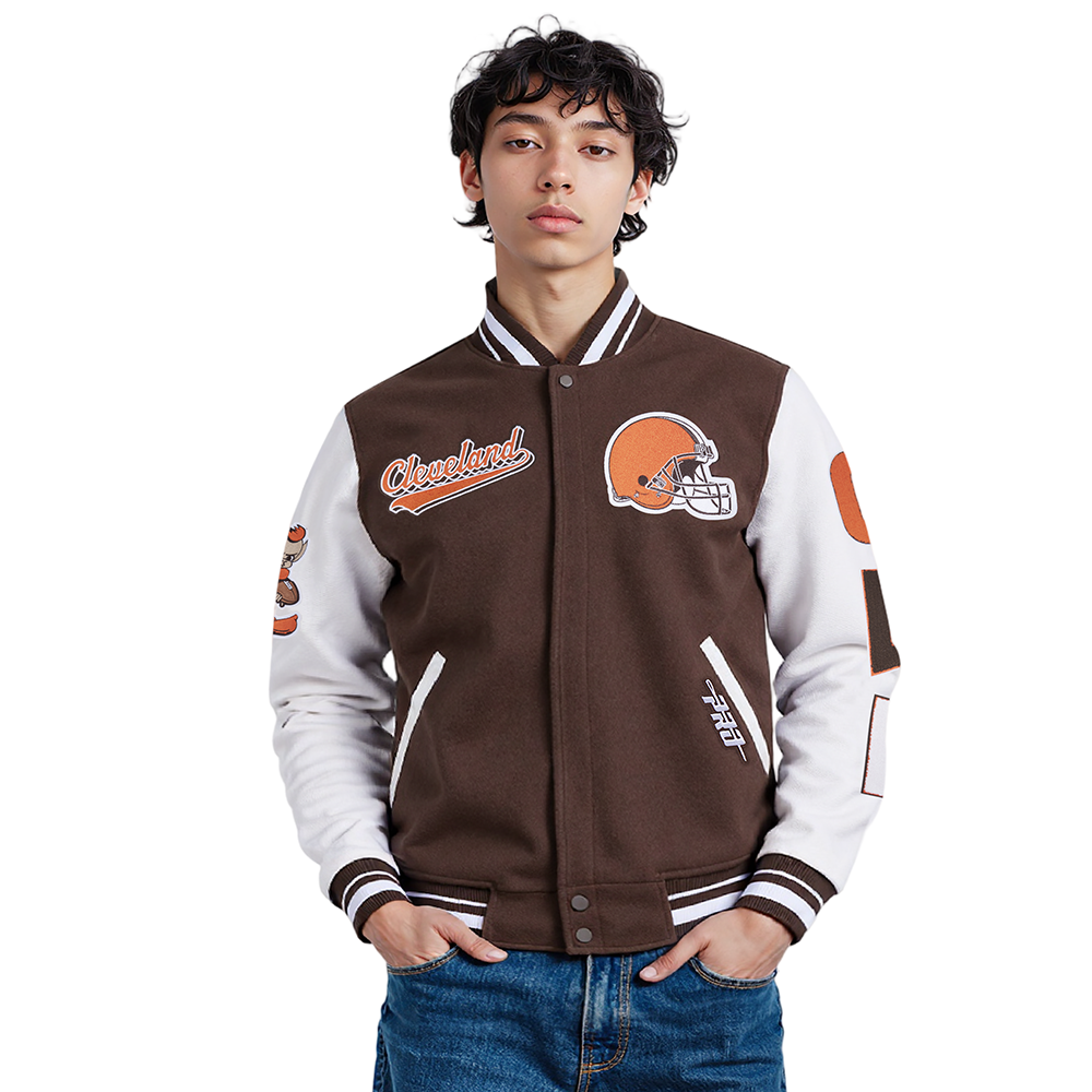 NFL CLEVELAND BROWNS SCRIPT TAIL MEN'S RIB WOOL VARSITY (BROWN/WHITE ...