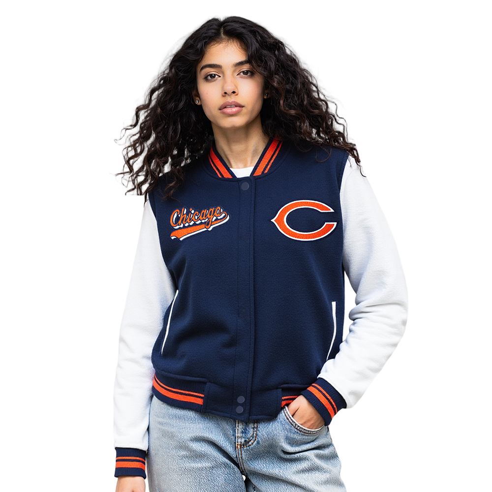 NFL CHICAGO BEARS SCRIPT TAIL WOMEN'S WOOL VARSITY JACKET (MIDNIGHT NA ...