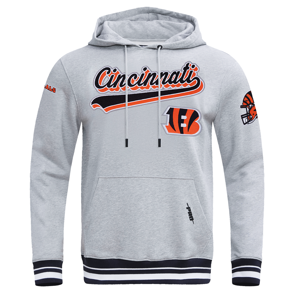 NFL CINCINNATI BENGALS SCRIPT TAIL MEN'S RIB FLC PO HOODIE (HEATHER GR ...