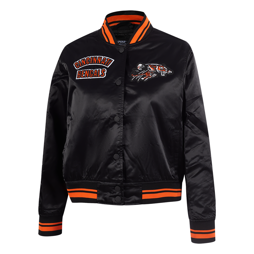 NFL CINCINNATI BENGALS RETRO CLASSIC WOMEN'S RIB SATIN JACKET (BLACK/O ...