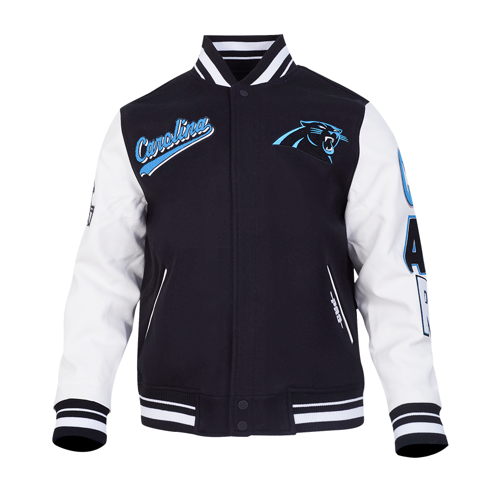 NFL CAROLINA PANTHERS SCRIPT TAIL MEN'S RIB WOOL VARSITY (BLACK/WHITE ...