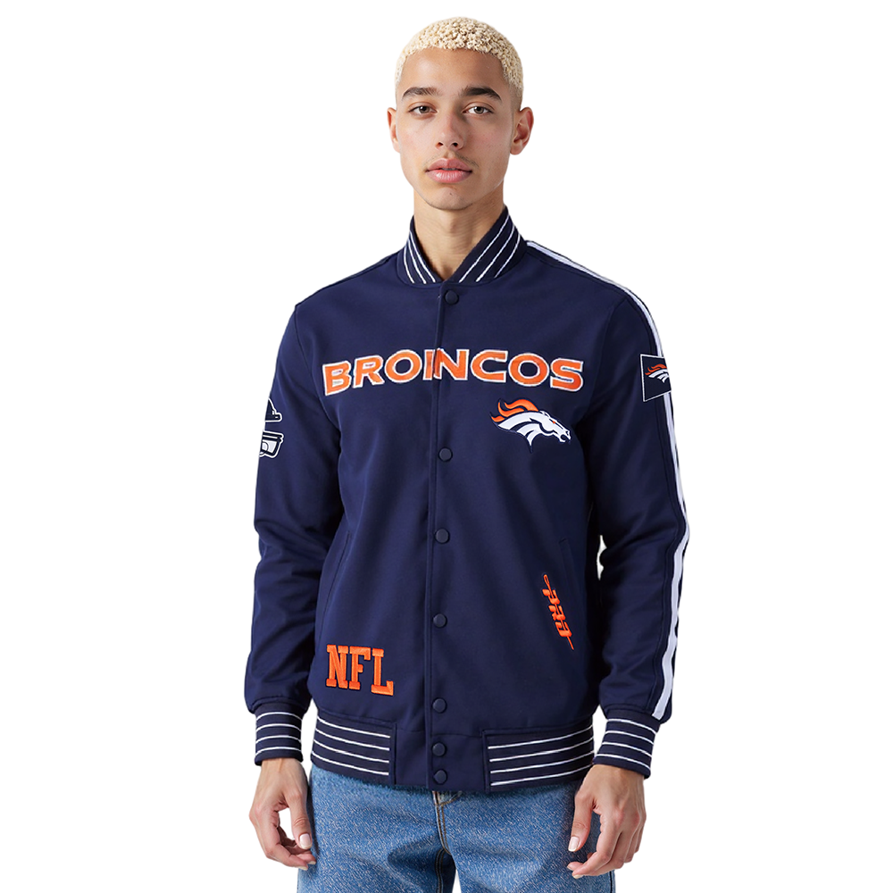 NFL DENVER BRONCOS PRO GAME DAY MEN'S DBL KNIT JACKET (MIDNIGHT NAVY/W ...