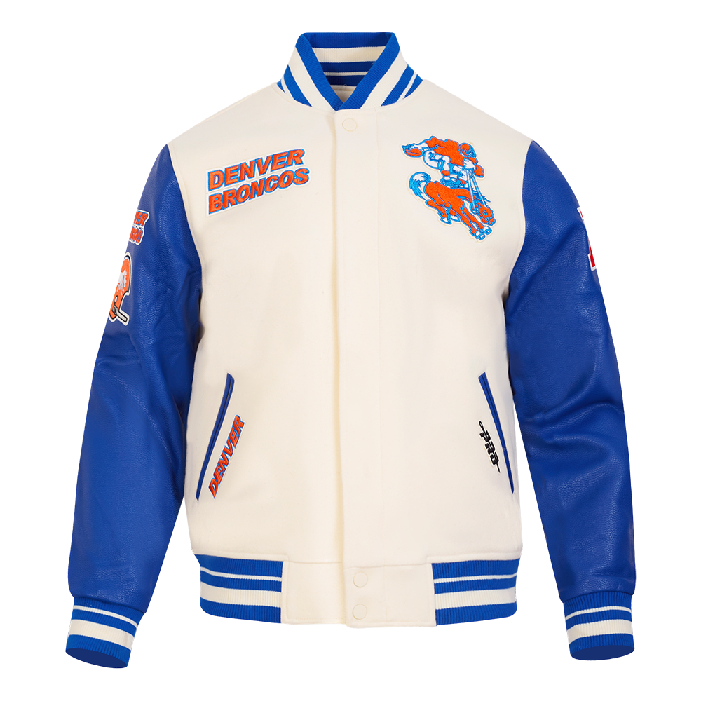 NFL DENVER BRONCOS RETRO CLASSIC MEN'S RIB WOOL VARSITY JACKET (EGGSHE ...