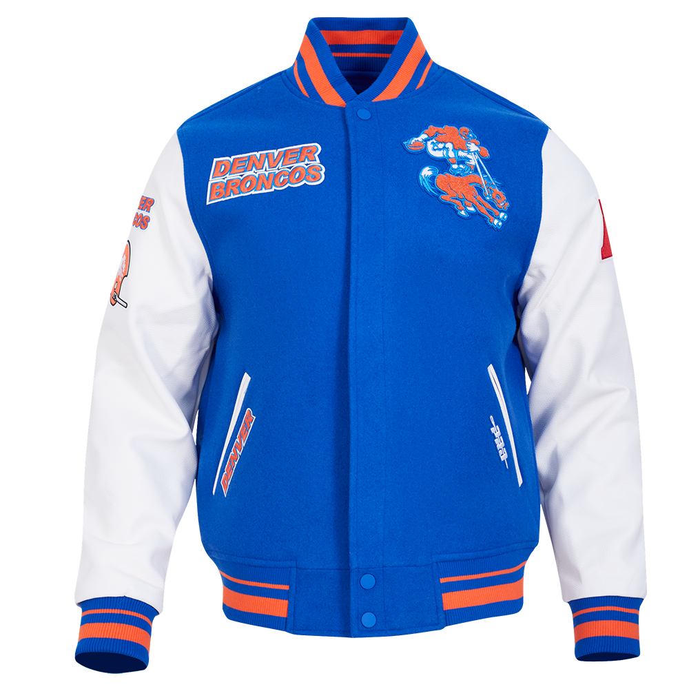NFL DENVER BRONCOS RETRO CLASSIC MEN'S RIB WOOL VARSITY JACKET (ROYAL ...