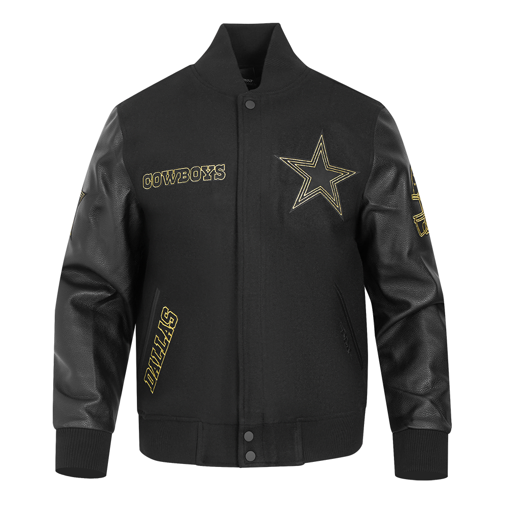 NFL DALLAS COWBOYS BLACK & GOLD MEN'S WOOL VARSITY JACKET (JET BLACK ...