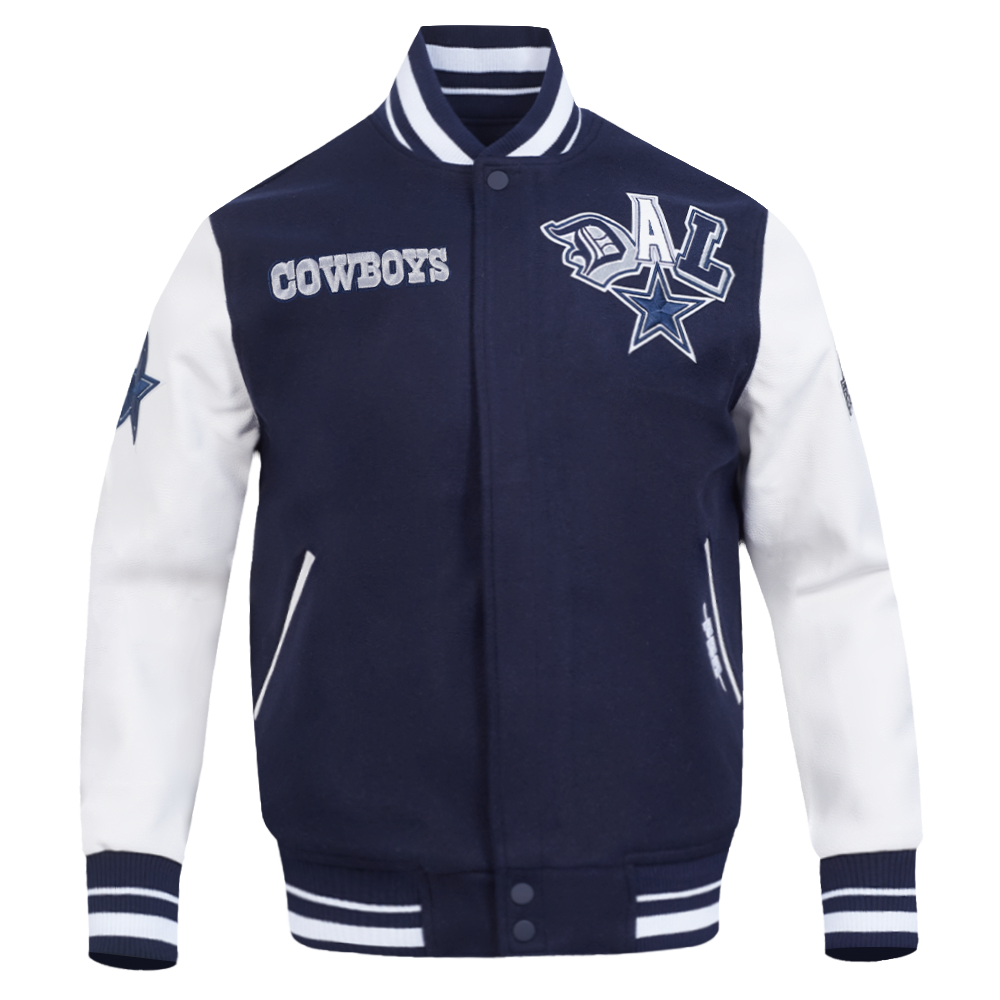 NFL DALLAS COWBOYS CITY RANSOM MEN'S RIB WOOL VARSITY JACKET (MIDNIGHT ...