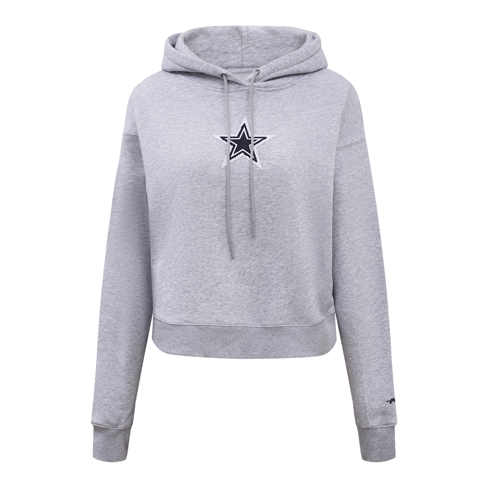 NFL DALLAS COWBOYS CLASSIC WOMEN'S CROPPED PULLOVER HOODIE (HEATHER GR ...