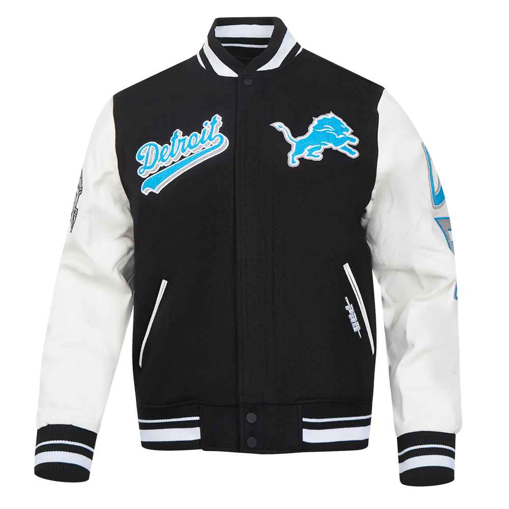 NFL DETROIT LIONS SCRIPT TAIL MEN'S RIB WOOL VARSITY (BLACK/WHITE ...