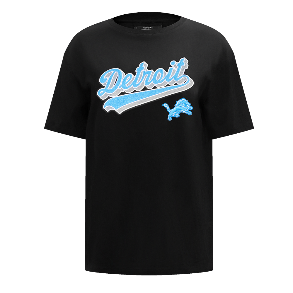 NFL DETROIT LIONS SCRIPT TAIL WOMEN'S BOYFRIEND TEE (BLACK) – Pro Standard