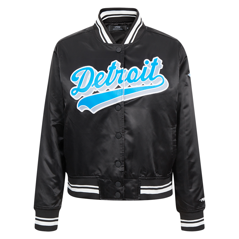 NFL DETROIT LIONS SCRIPT TAIL WOMEN'S SATIN JACKET (BLACK) – Pro Standard