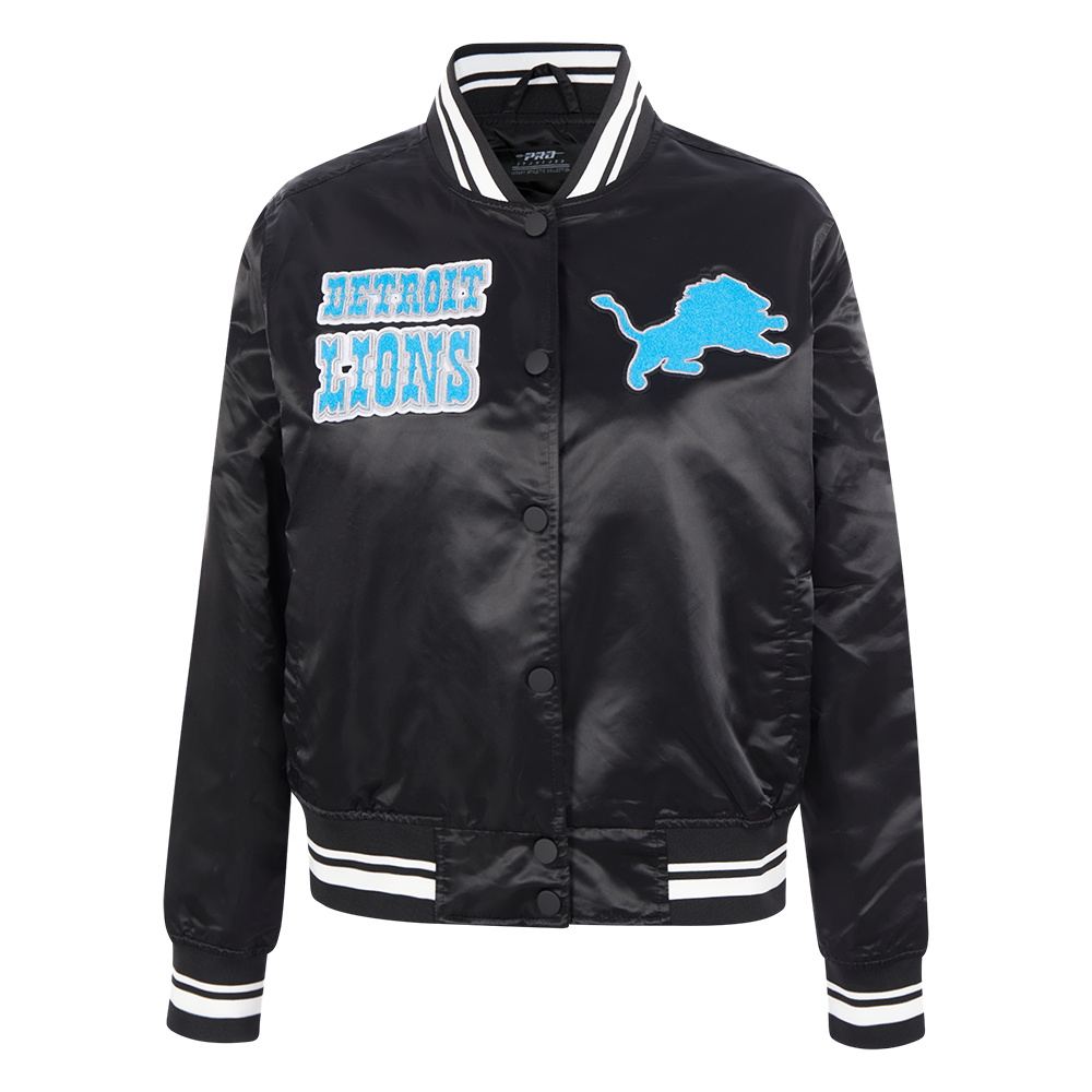 NFL DETROIT LIONS RETRO CLASSIC WOMEN'S RIB SATIN JACKET (BLACK) – Pro ...