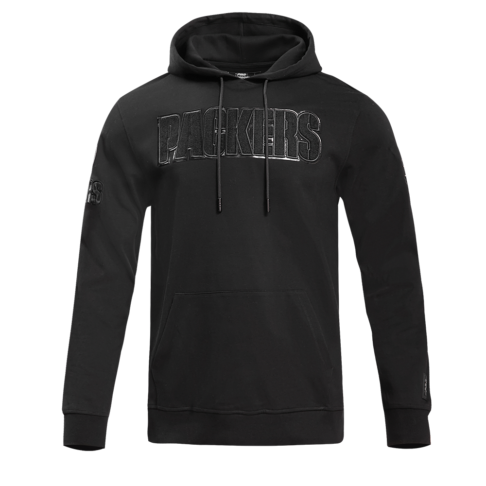 NFL GREEN BAY PACKERS TRIPLE BLACK MEN'S DOUBLE KNIT PULLOVER HOODIE ...