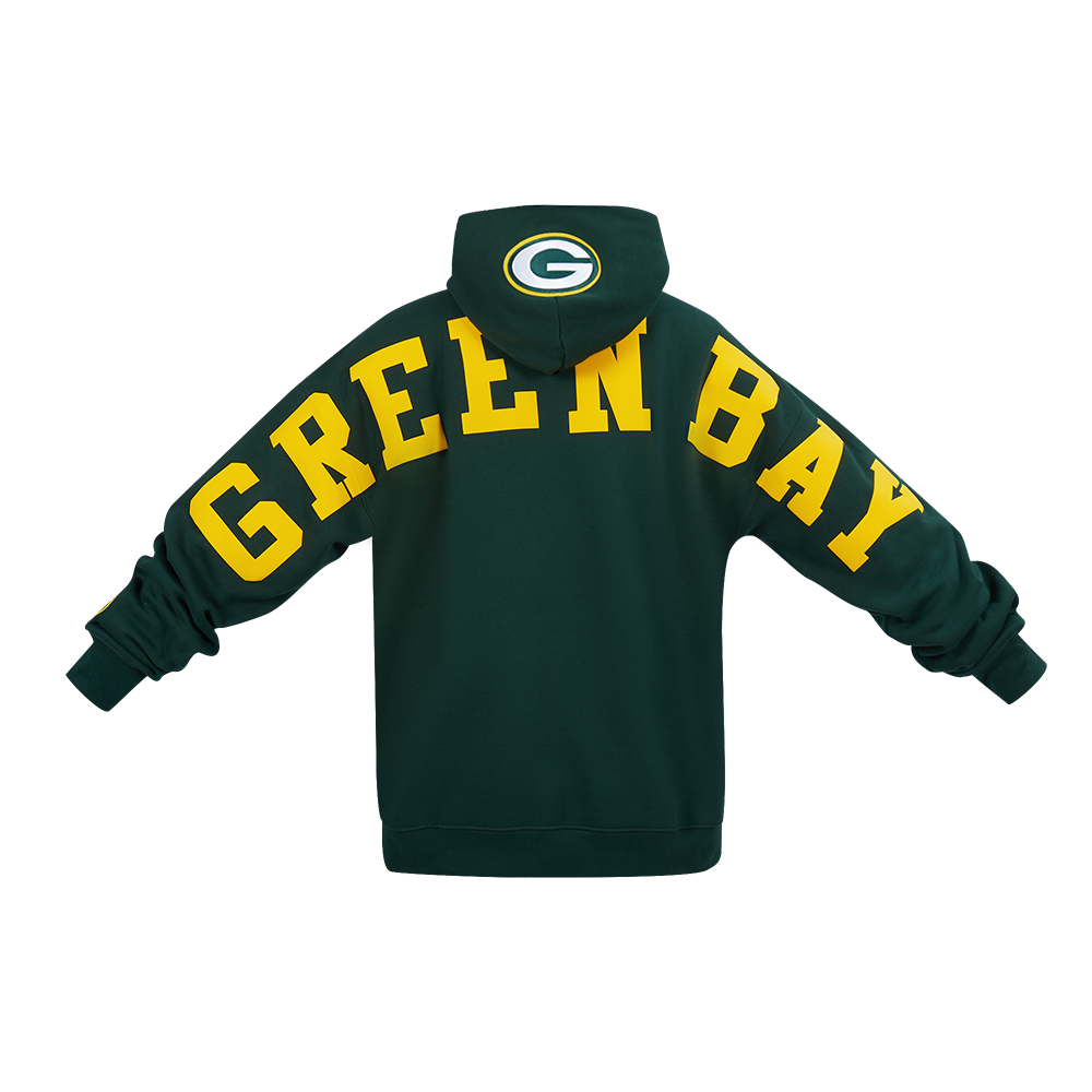 NFL GREEN BAY PACKERS WINGSPAN MEN'S DROP SHOULDER FLEECE PULLOVER HOO ...